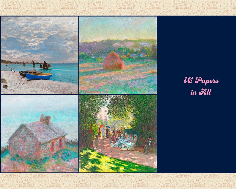 Monet's Impressionist Paintings Digital Papers, Claude Monet ...