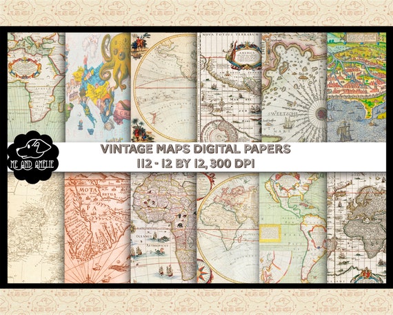 Vintage Maps Digital Papers CC0 Public Domain Papers Old Map - Etsy