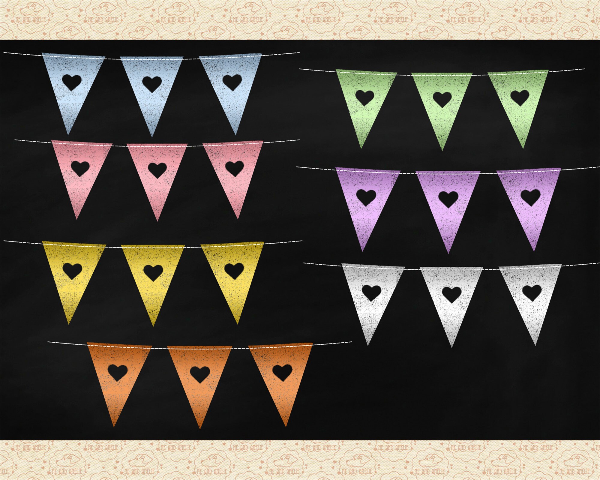 Chalk Colorful Bunting Clip Art, Chalkboard Textures, Chalk Clip Art ...