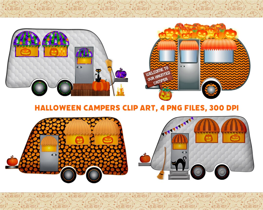Halloween Trailers Clipart, Halloween Retro Travel Trailer, Halloween ...