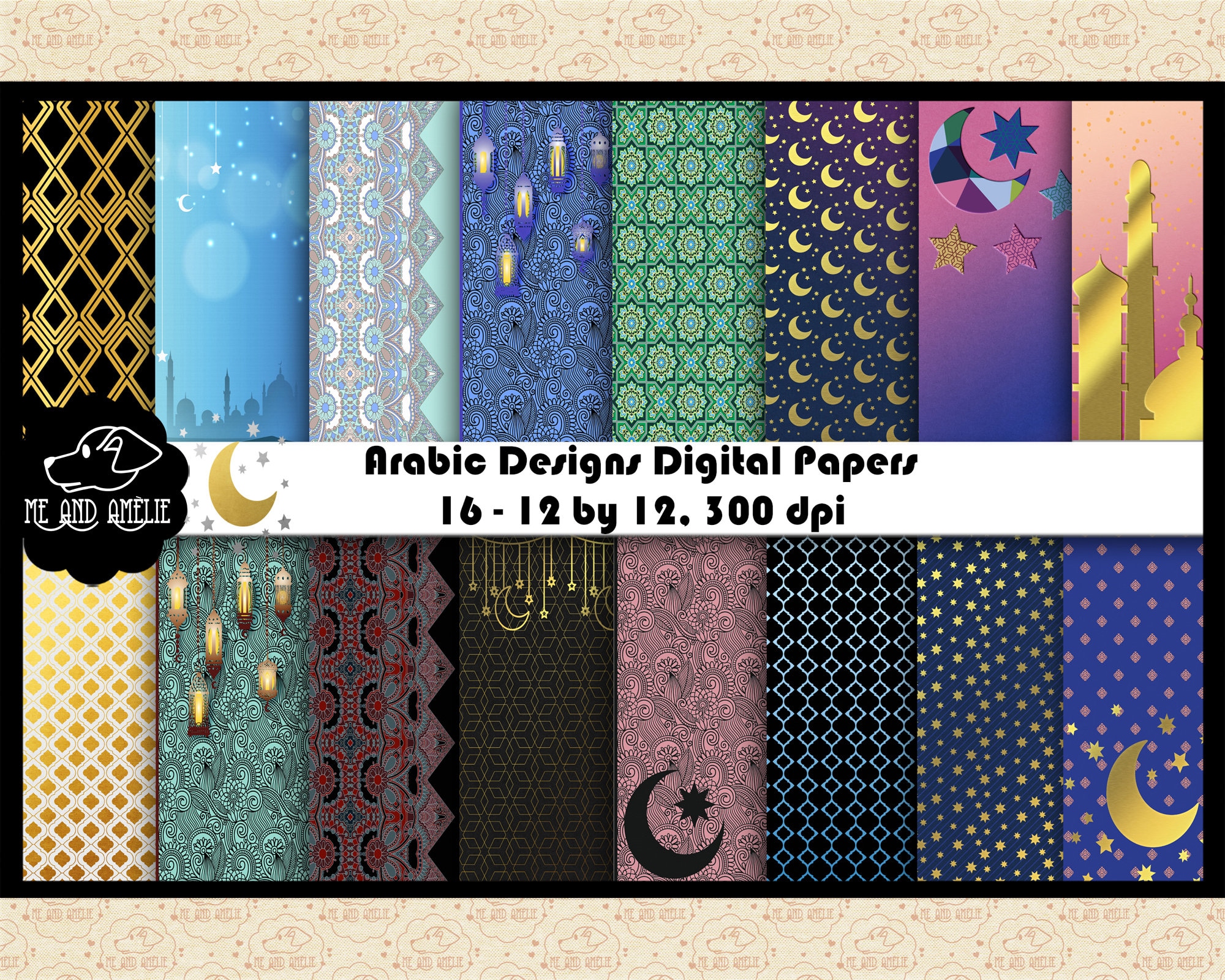 Arabic Designs Variety Digital Papers Arabic Pattern Islamic - Etsy