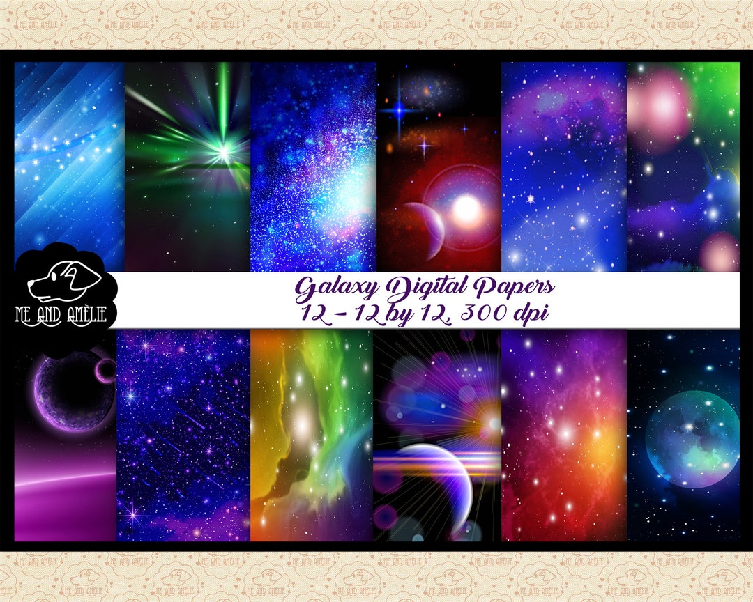 Galaxy Digital Papers, Cosmic Space Background, Celestial Wallpapers ...