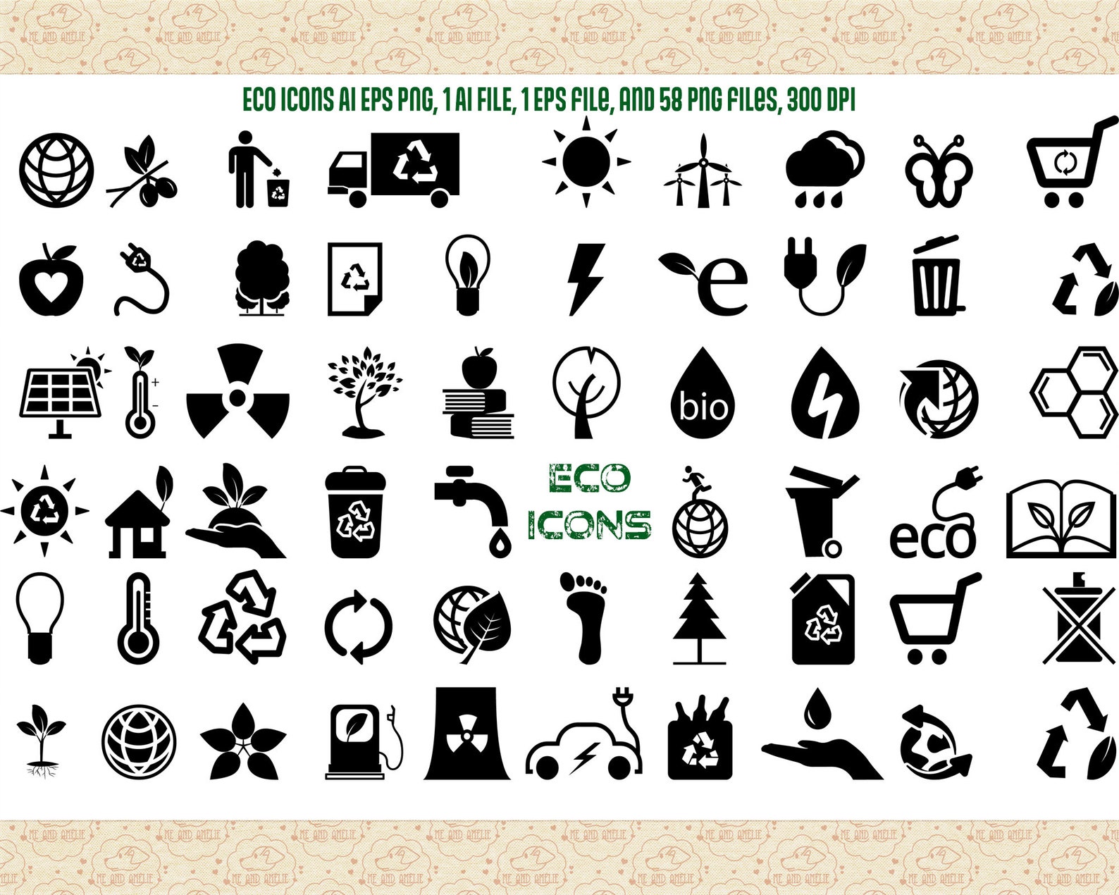 Eco Icons AI EPS no Svg Cutting Files & PNG Files Green - Etsy