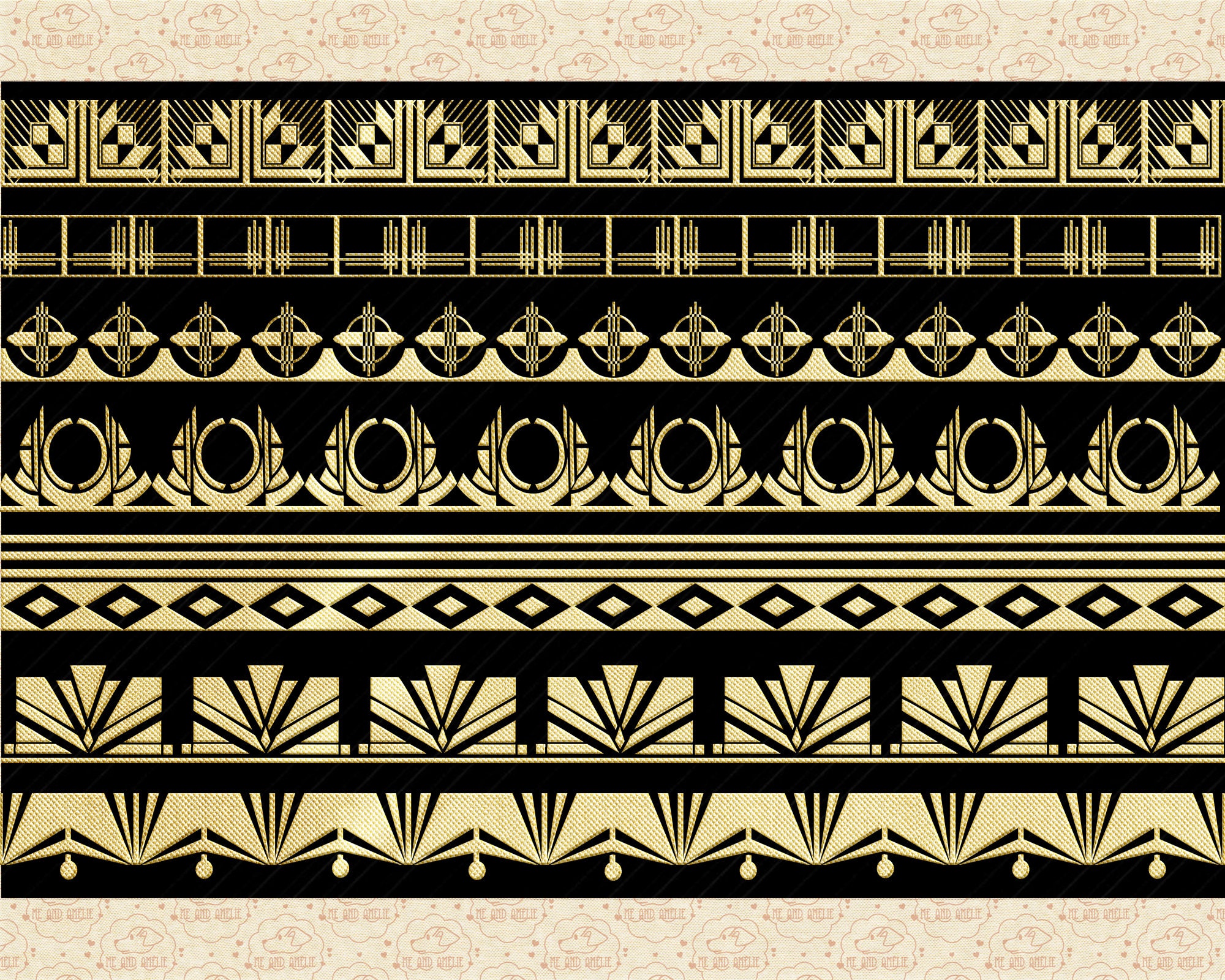 Art Deco Gold Foil Dividers Clip Art, Gold Foil Borders, Gatsby Style ...