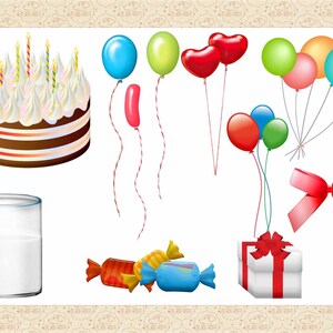 Birthday Megapack Clip Art, Birthday Cake, Balloons, Gifts, Bunting ...