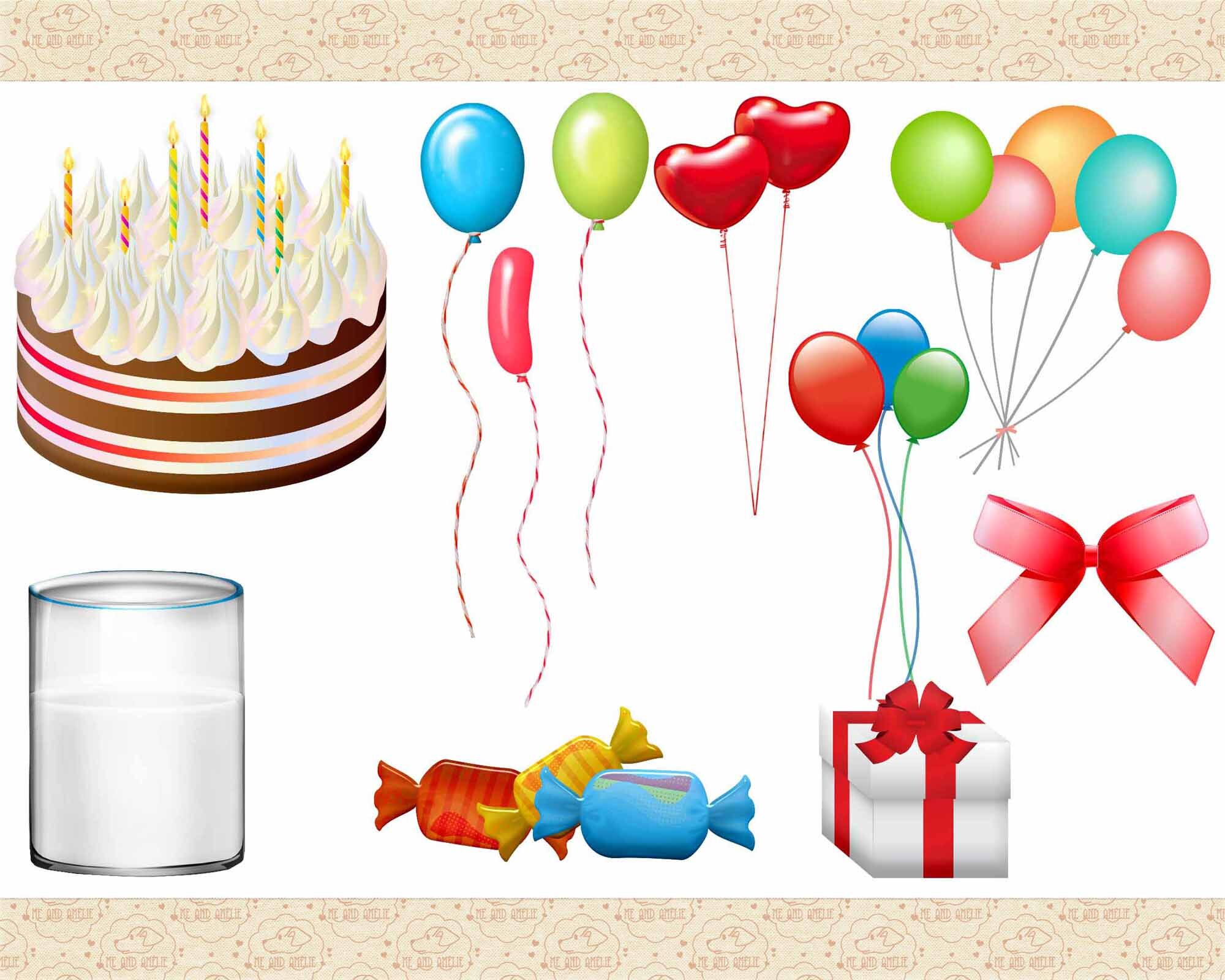 Birthday Megapack Clip Art Birthday Cake Balloons Gifts - Etsy