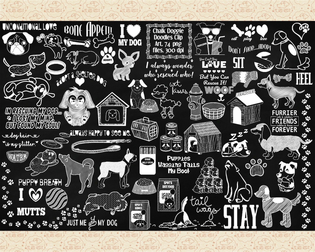 Chalk Doggie Doodles Clip Art, Dog Lovers Chalk, Funny Dogs, Dog Word ...