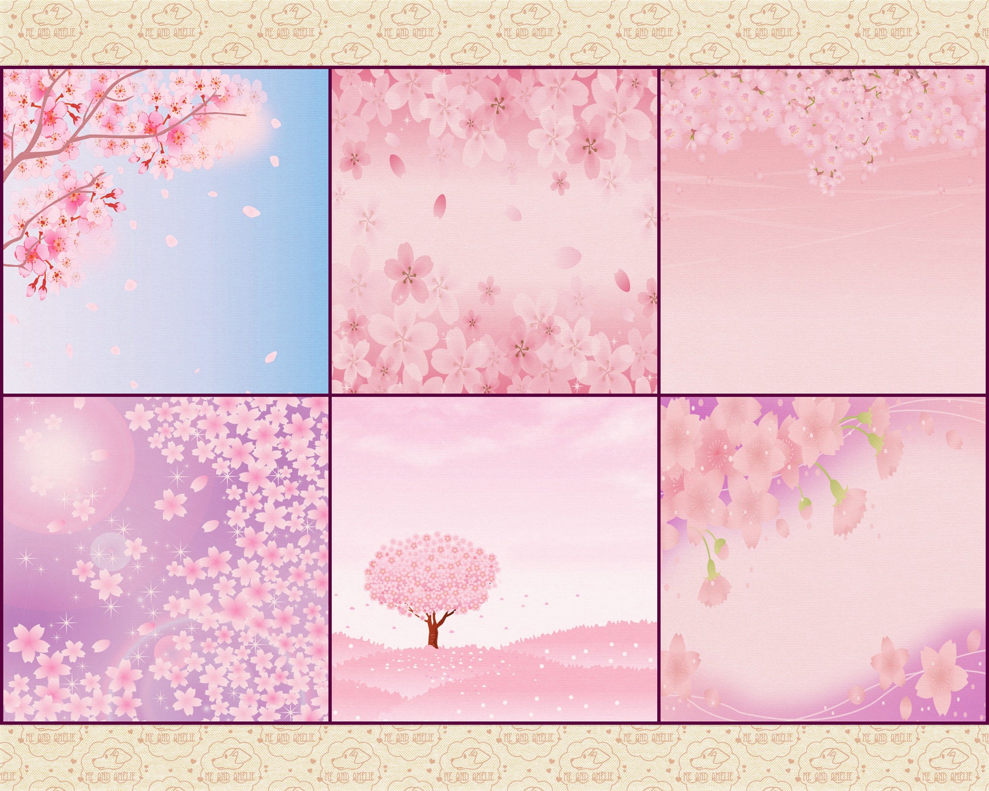 Japanese Sakura Cherry Blossom Digital Papers (digital Download) - Etsy