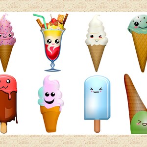 Kawaii Ice Cream Clip Art, Cute Popsicles, Sundae Clip Art, Ice Cream ...