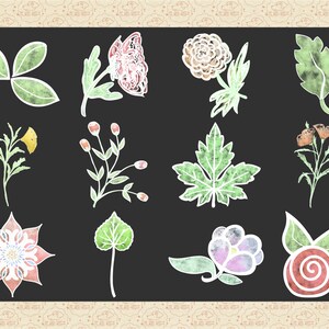 Chalkboard Colorful Floral Clip Art*chalk Flowers Clipart*chalk Leaves ...