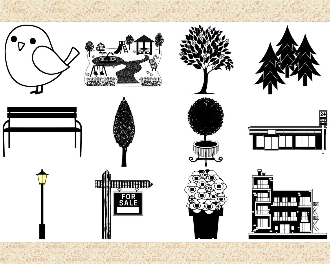 Housing Doodles and Silhouettes AI EPS no Svg & PNG Suburbs - Etsy