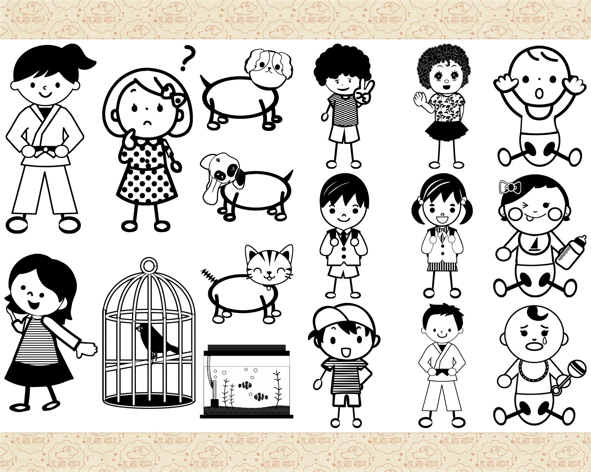Stick Figure Clipart Bundle, People Illustrations, AI EPS PNG, 50 Files ...