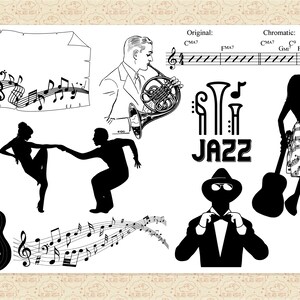 Jazz Variety AI EPS PNG (no Svg,) Retro Jazz Musicians, Singers, Piano ...