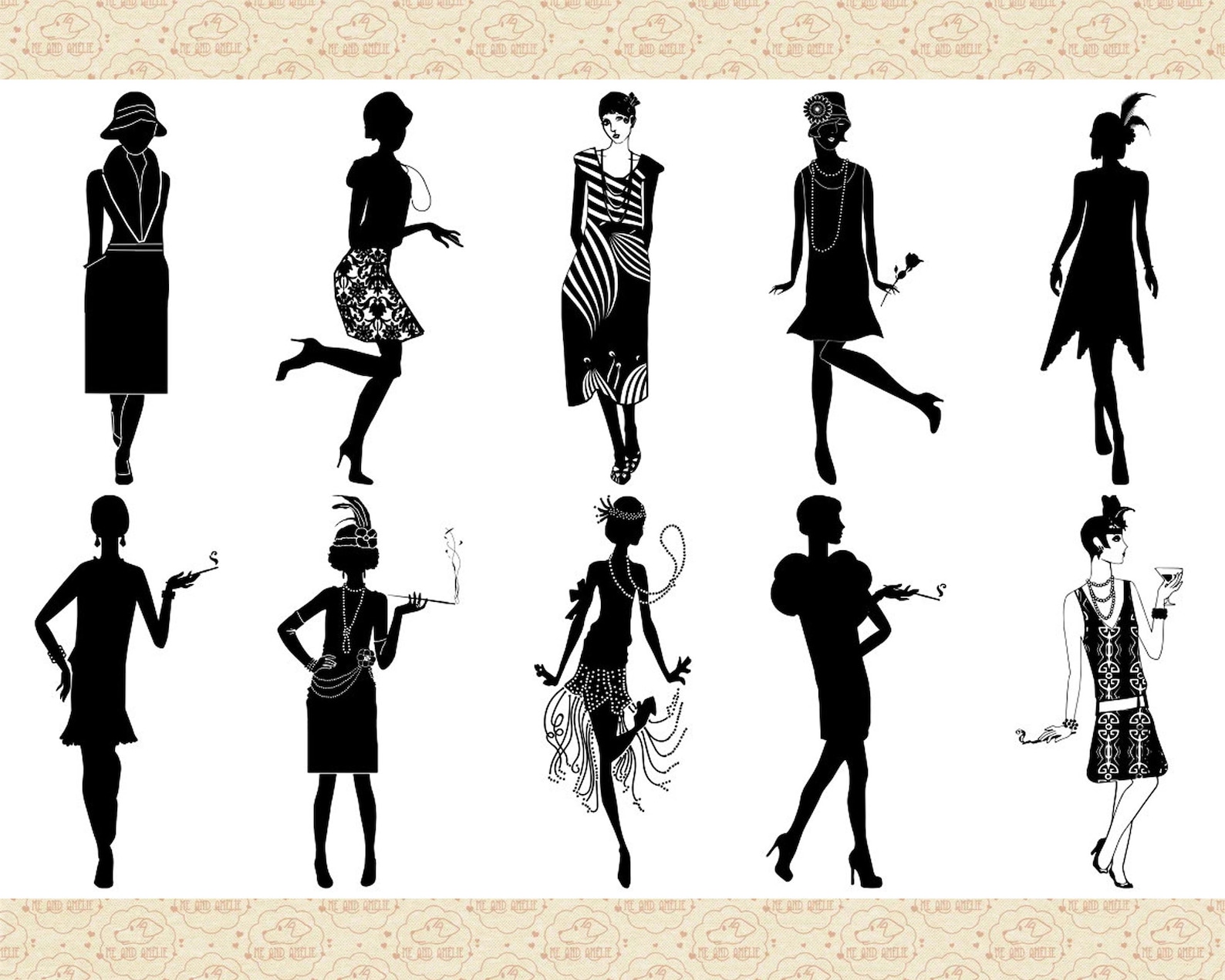 Gatsby Flappers & Mobsters, AI EPS PNG, (no Svg)roaring 20s, 1920s ...