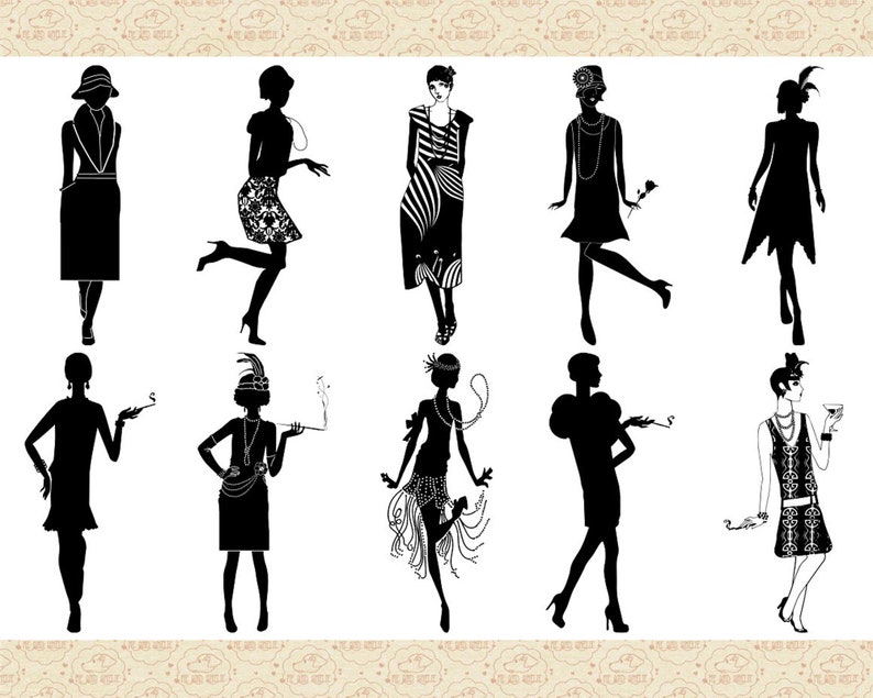 Gatsby Flappers & Mobsters, AI EPS PNG, (no Svg)roaring 20s, 1920s ...