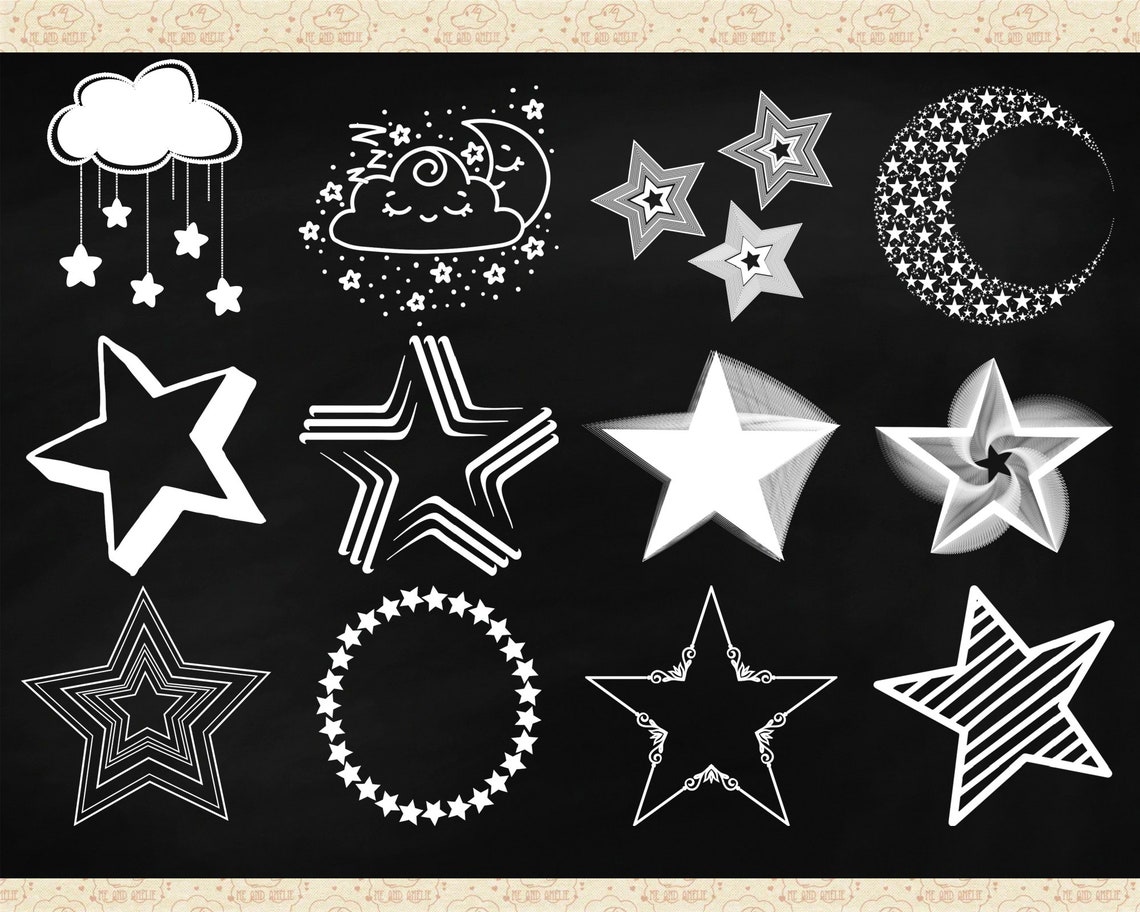 Chalkboard Stars Clipart Chalk Star Bunting Chalk Star - Etsy