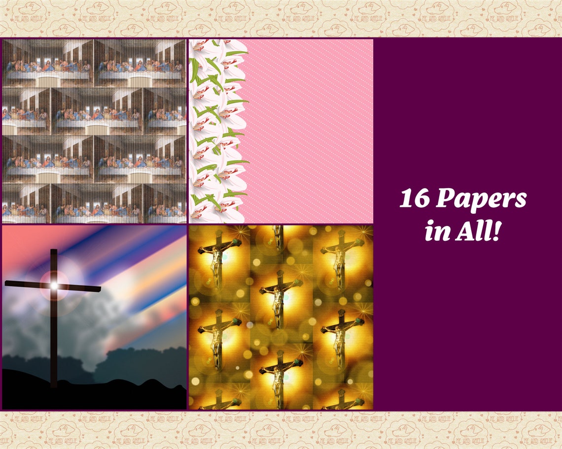 Religious Easter Digital Paper Jesus Crucifixion Last Supper - Etsy