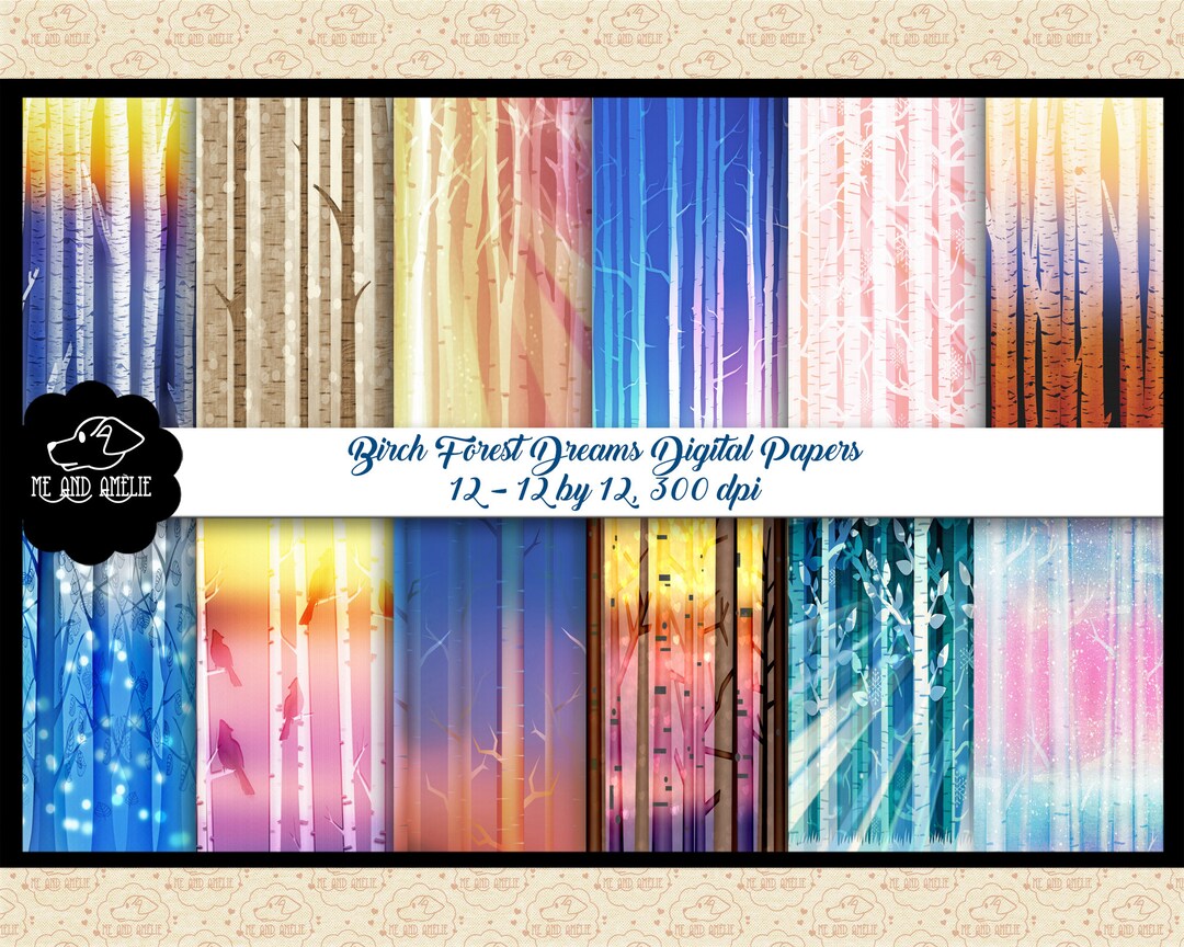SALE 99 CENTS Birch Tree Digital Papers, Woodland Dreamy Forests, Some ...