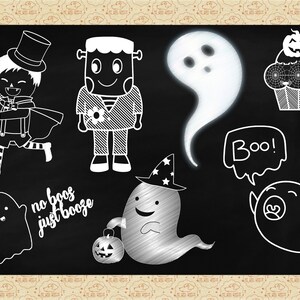 Halloween Chalkboard Clip Art, Chalk Pumpkins, Haunted House, Chalk ...