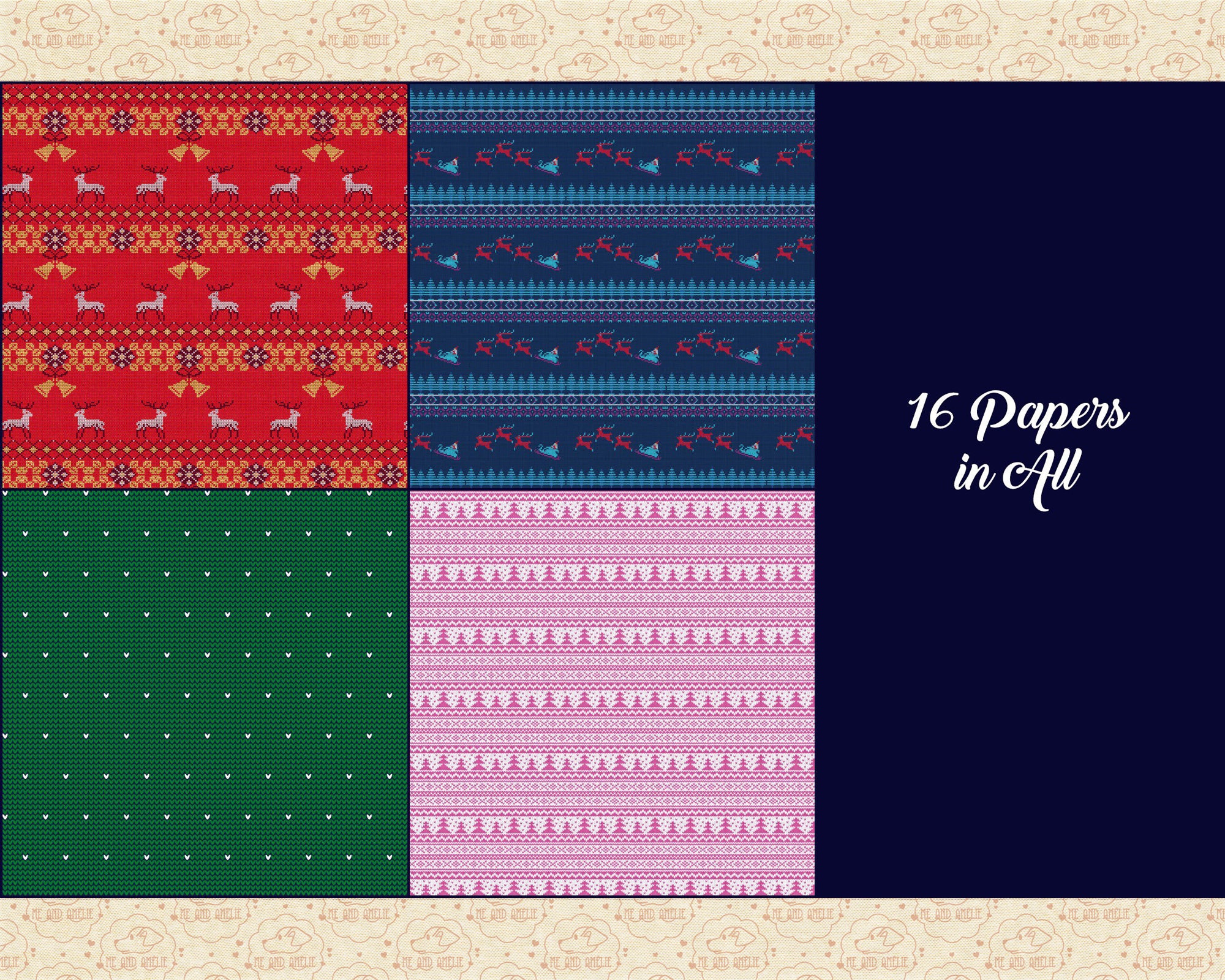 Christmas Sweater Weather Digital Papers Ugly Sweater Digital - Etsy