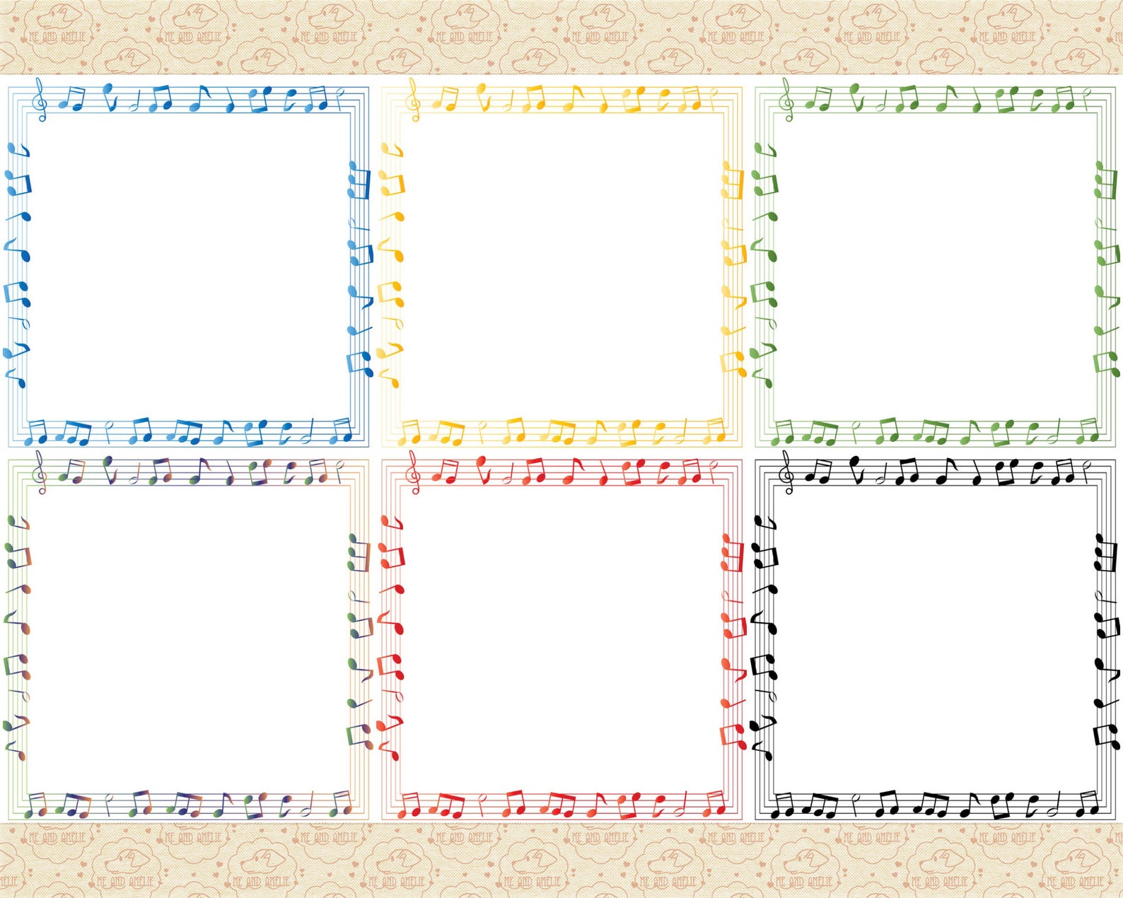 Music Frames AI EPS Vector (not Svg) & PNG, Various Colors of Square ...