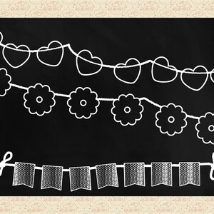 Chalk Bunting Doodles Clipart, Chalkboard Clipart, Chalk Banner Clip ...