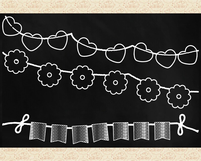 Chalk Bunting Doodles Clipart Chalkboard Clipart Chalk - Etsy