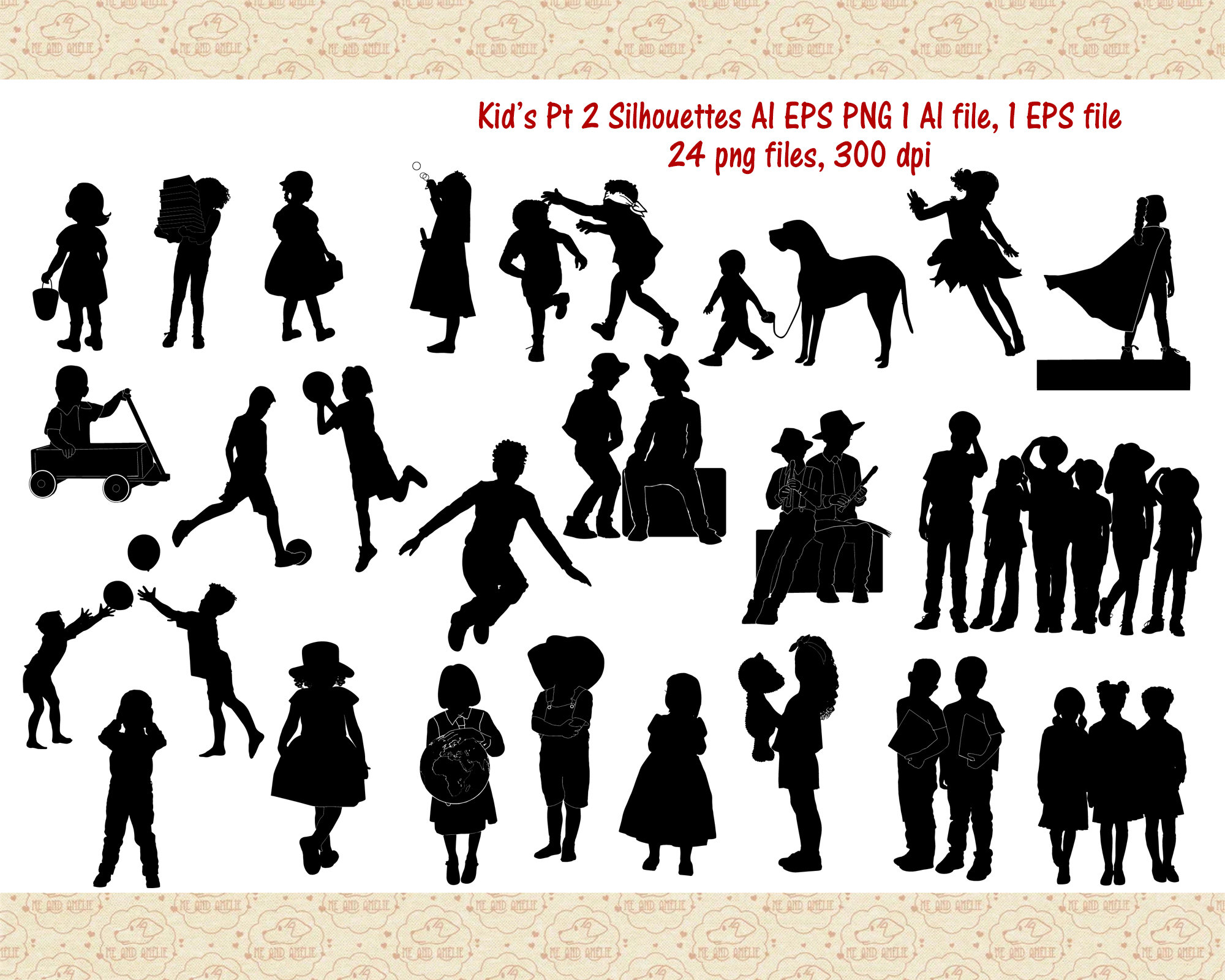 Children's Silhouettes Pt 2 AI EPS no Svg & PNG Group - Etsy UK