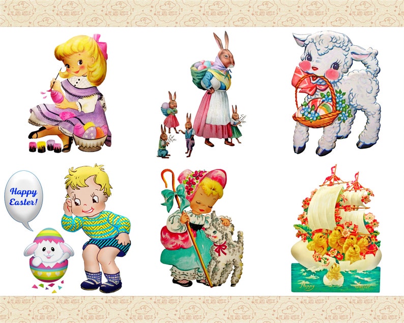 Retro Easter Clipartmid Century Modern Easterbunny | Etsy