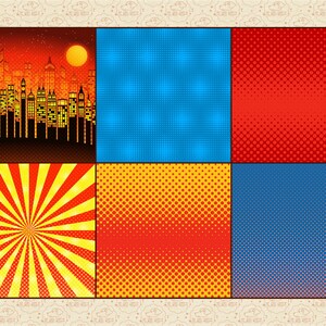 Superhero Halftone Comic Digital Paper MEGAPACK, 26 Papers in All ...