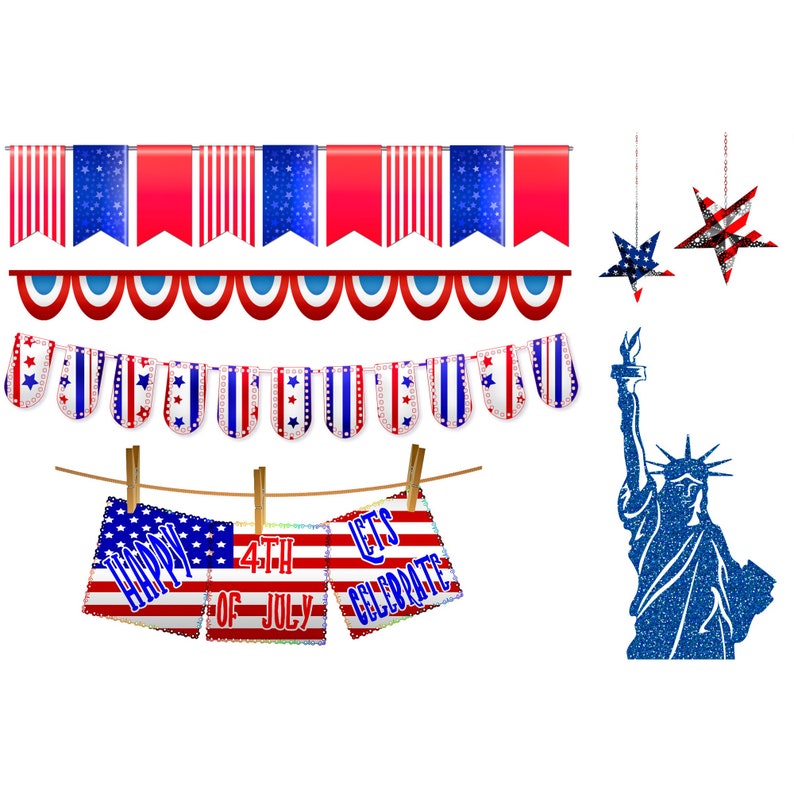 USA 4th of July Clip Art Independence Day USA Flags - Etsy