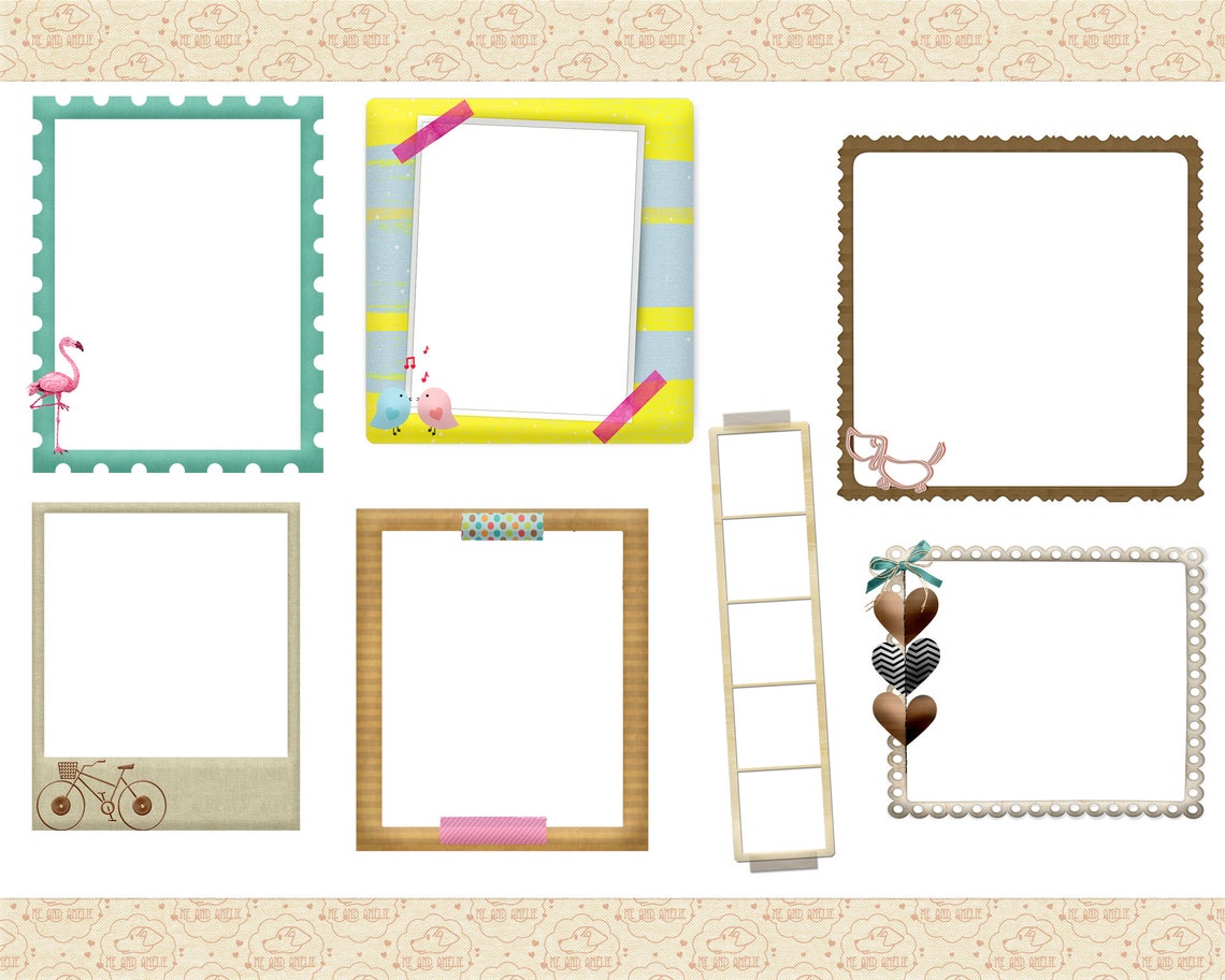 Vintage Ephemera Frames Clip Art, Junk Journal Embellishments (PNG) - Etsy