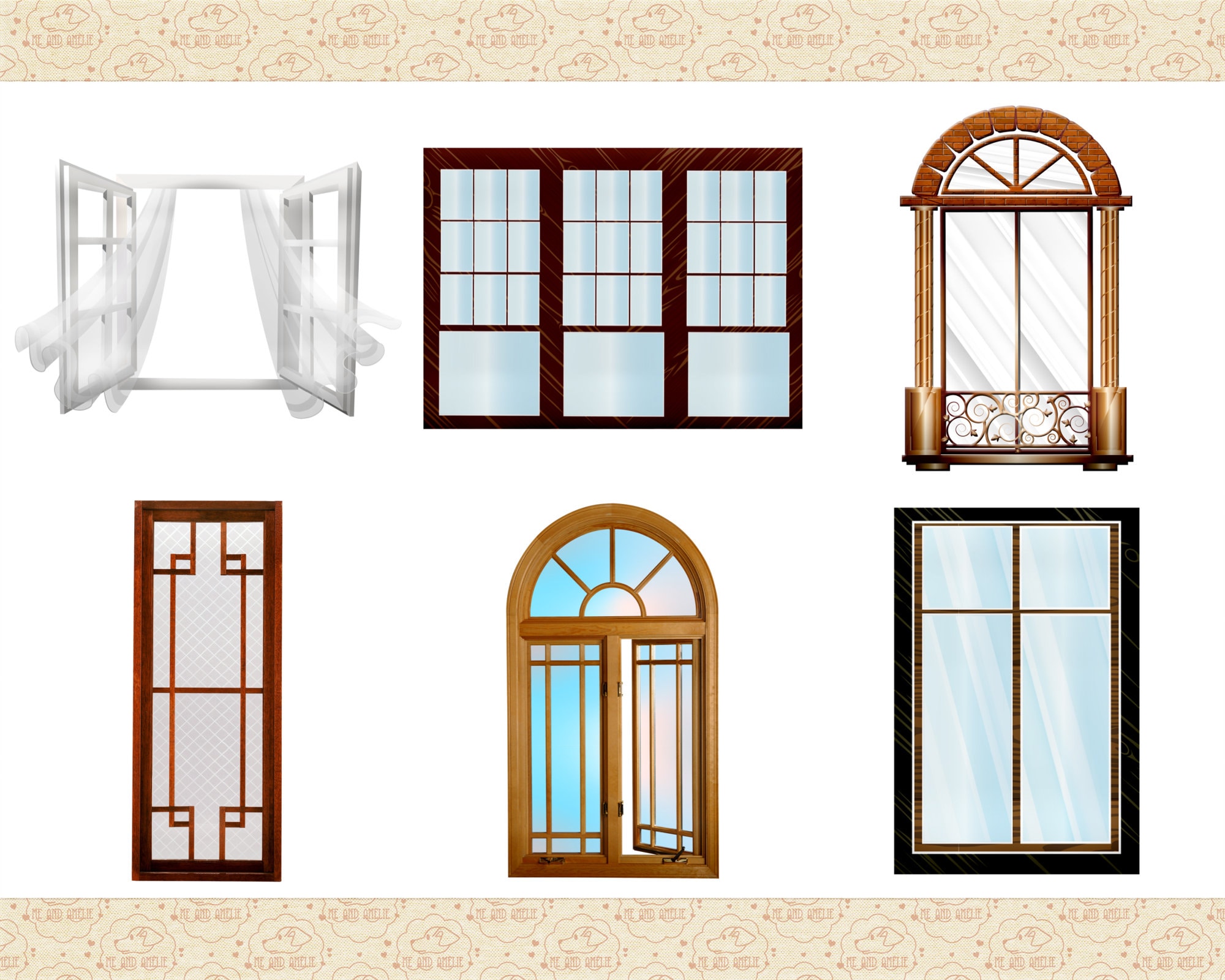 Windows Clip Art Windowpane Clip Art Window W/shutters - Etsy UK