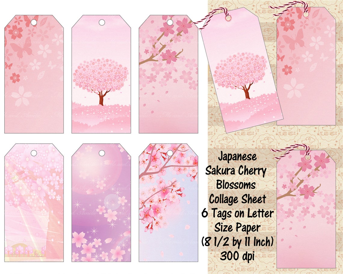 Cherry Blossom Gift Tag Collage Sheet Japanese Sakura Gift - Etsy
