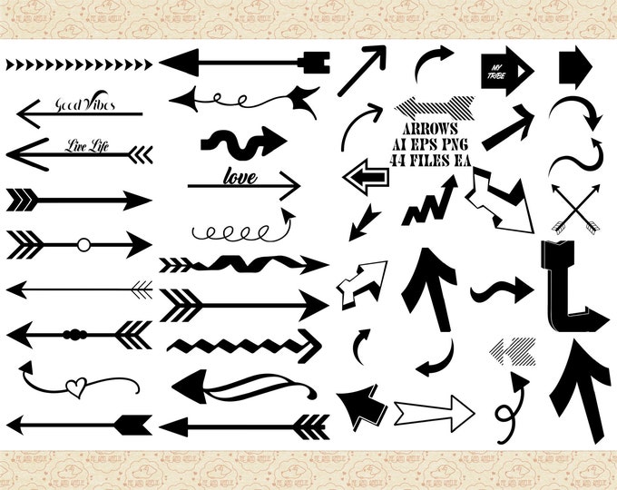25 Colorful Arrows Clipart, Tribal Arrow Clipart, Boho Arrows Clipart ...