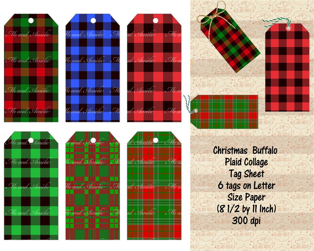Buffalo Plaid Christmas Gift Tag Collage Sheet (digital Download) - Etsy