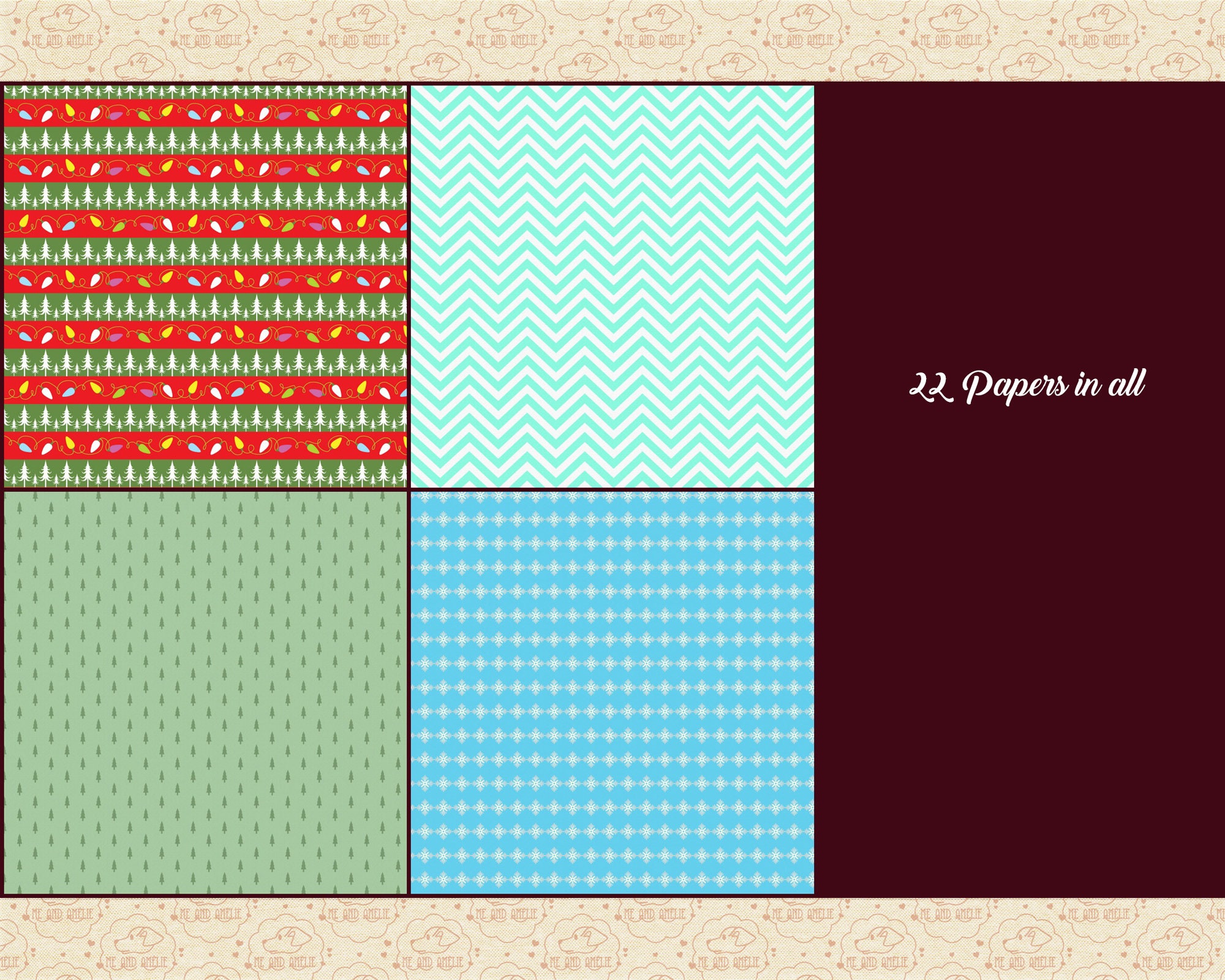 Christmas Traditional Digital Papers Holiday Small Pattern | Etsy