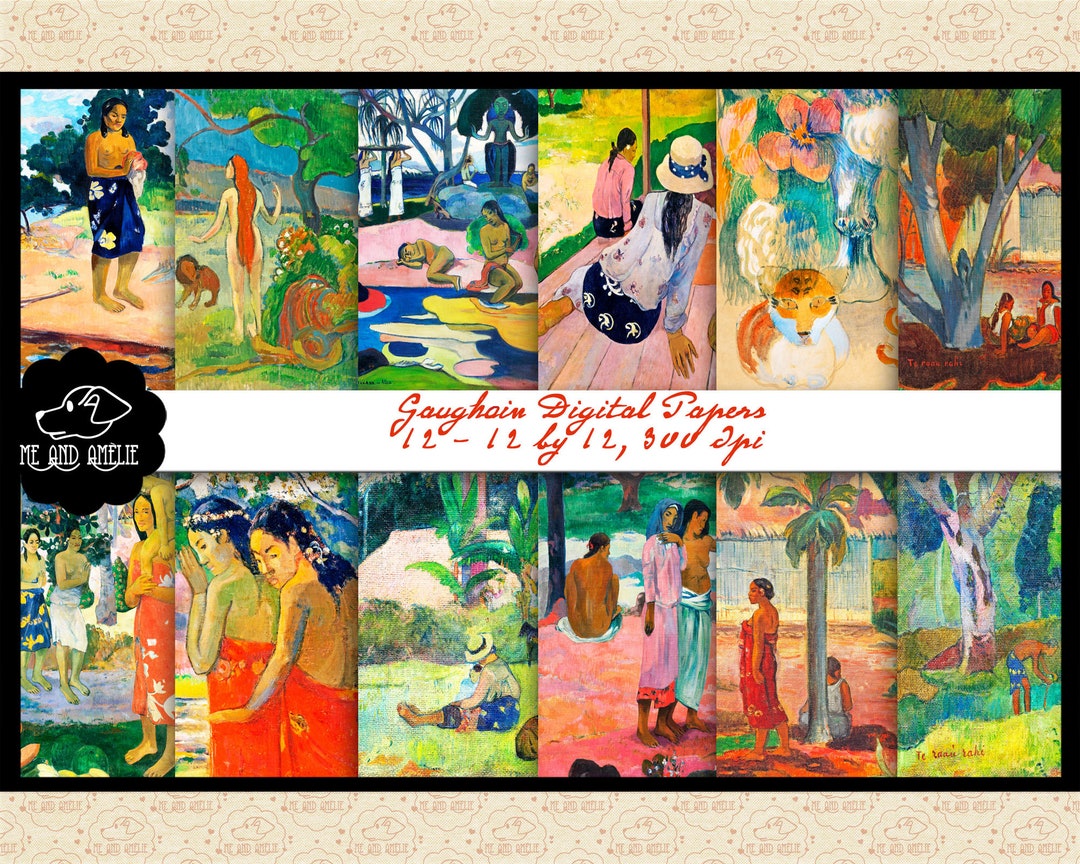 Gauguin Post Impressionist Paintings Digital Papers, Paul Gauguin ...