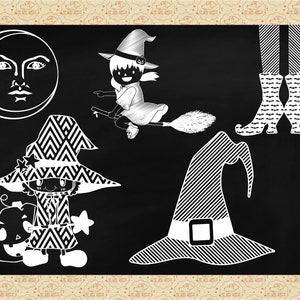 Halloween Chalkboard Clip Art, Chalk Pumpkins, Haunted House, Chalk ...