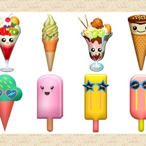 Kawaii Ice Cream Clip Art, Cute Popsicles, Sundae Clip Art, Ice Cream ...