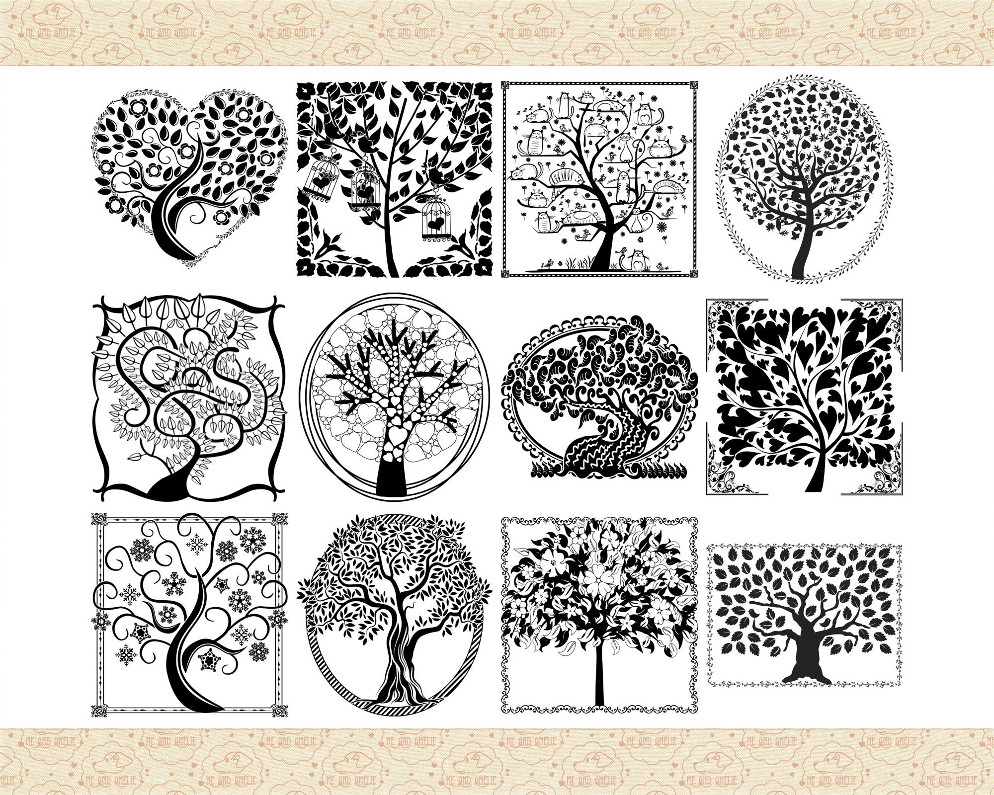 Tree of Life Silhouettes Part 2 AI vector & PNG they Are - Etsy