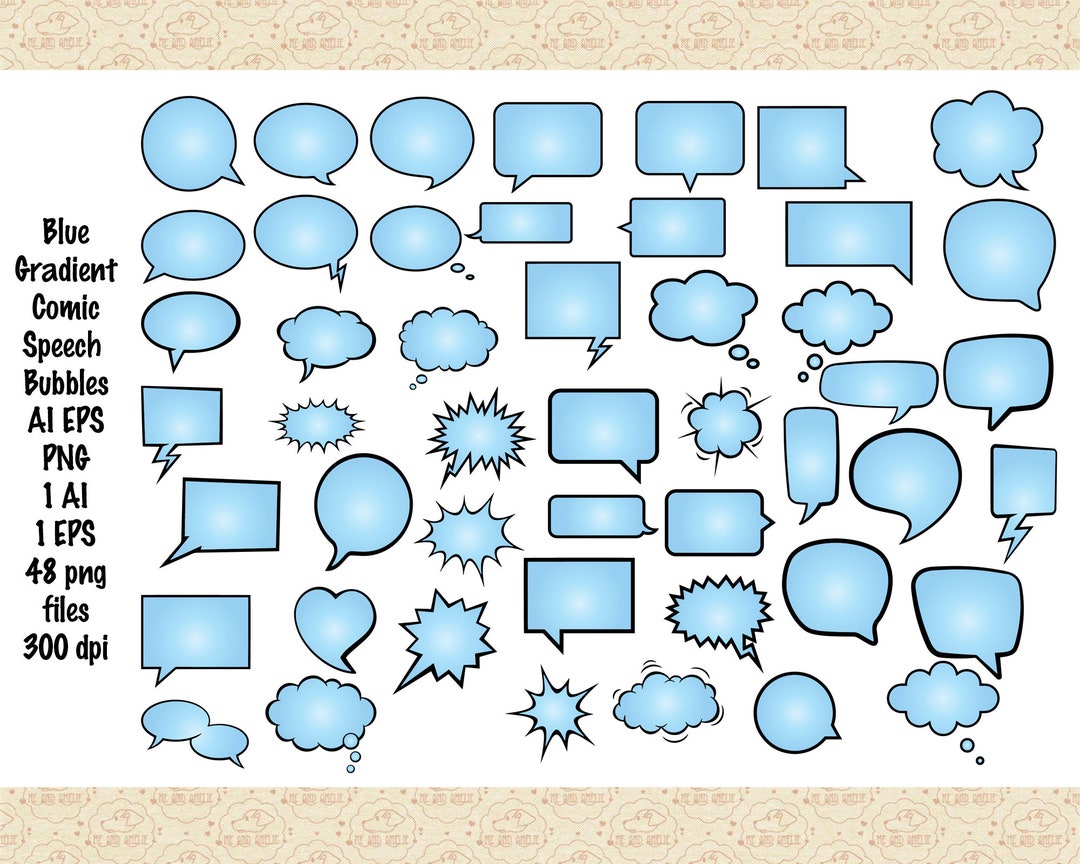 Comic Speech Bubbles AI EPS (no Svg) PNG, Gradient Green Bubbles ...