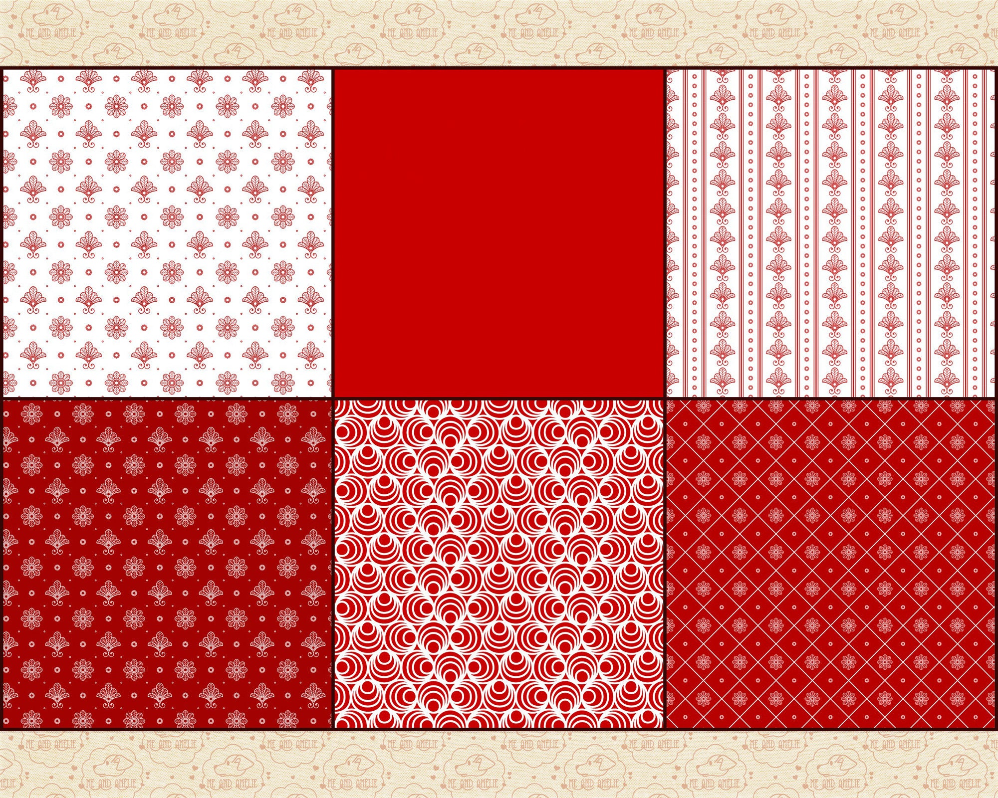Red Variety Digital Papers, Various Red Pattern Papers, Chevron Red ...