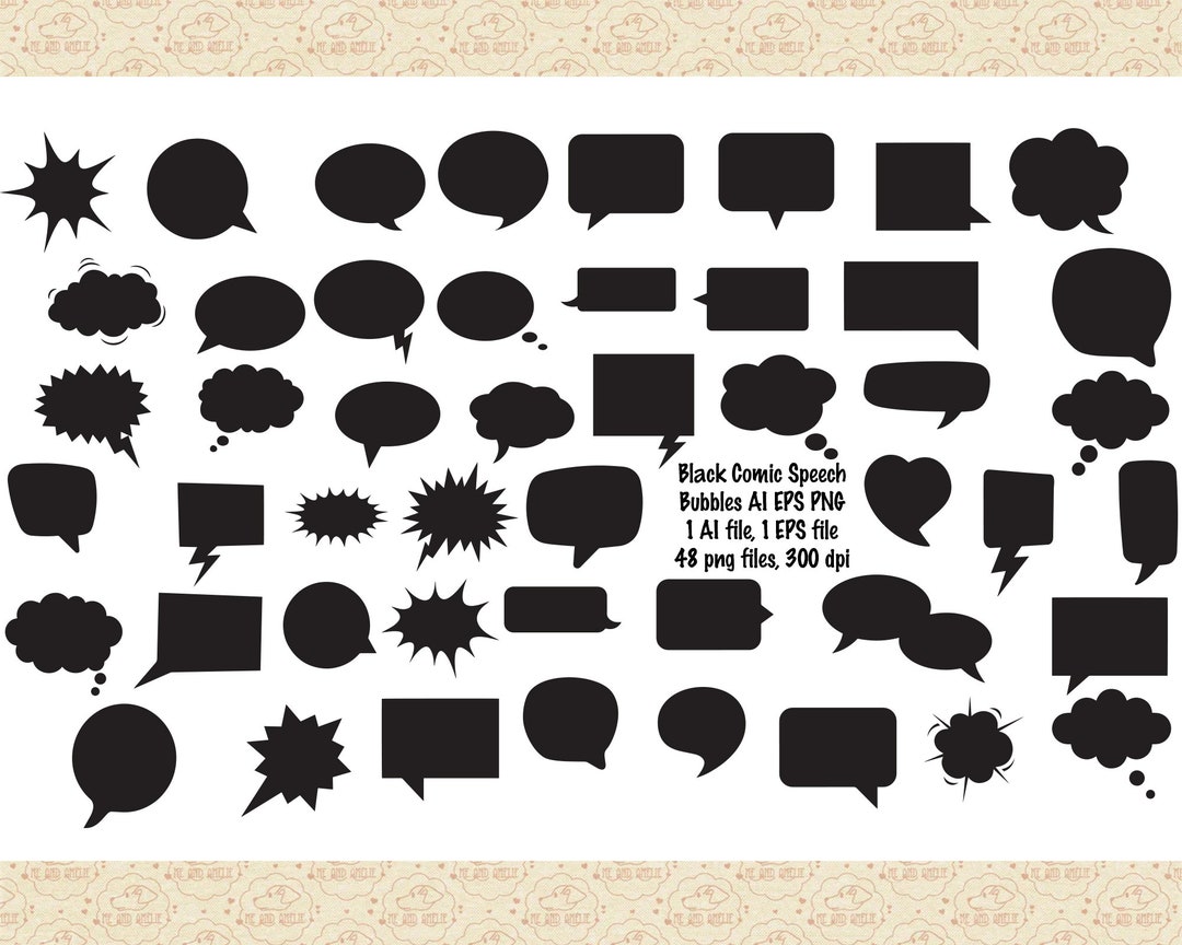Comic Speech Bubbles Adobe Illustrator,eps (no Svg) PNG, Black Speech ...