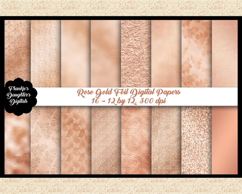 Rose Gold Foil Digital Papers Glam Digital Paper Blush Pink | Etsy