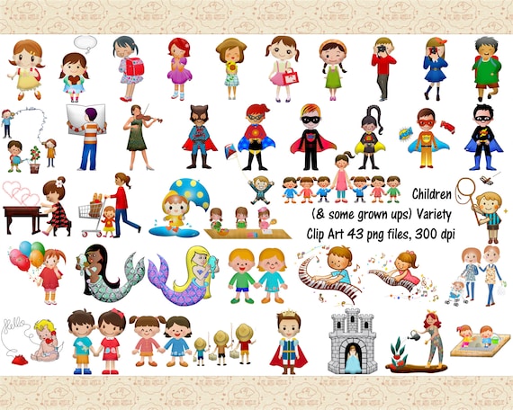 Children Variety Clip Art Teacher & Students Friends Clip - Etsy