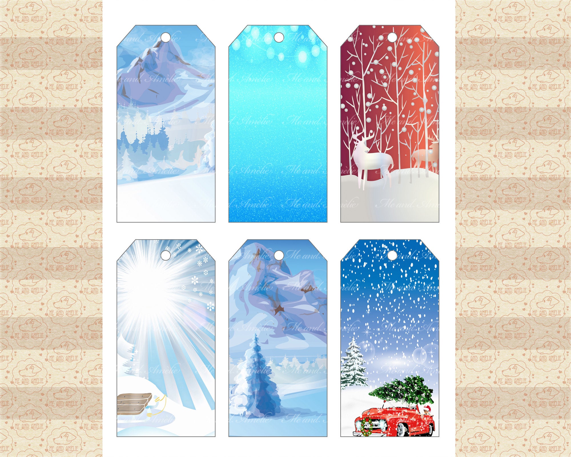 Christmas Winter Gift Tag Collage Sheet (digital Download) - Etsy