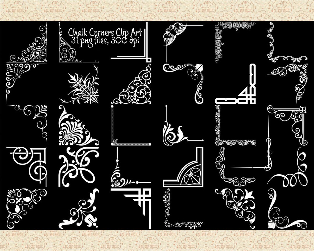 Art Deco Chalk Corner Clipart, Gatsby Style (31 PNG Files) - Etsy