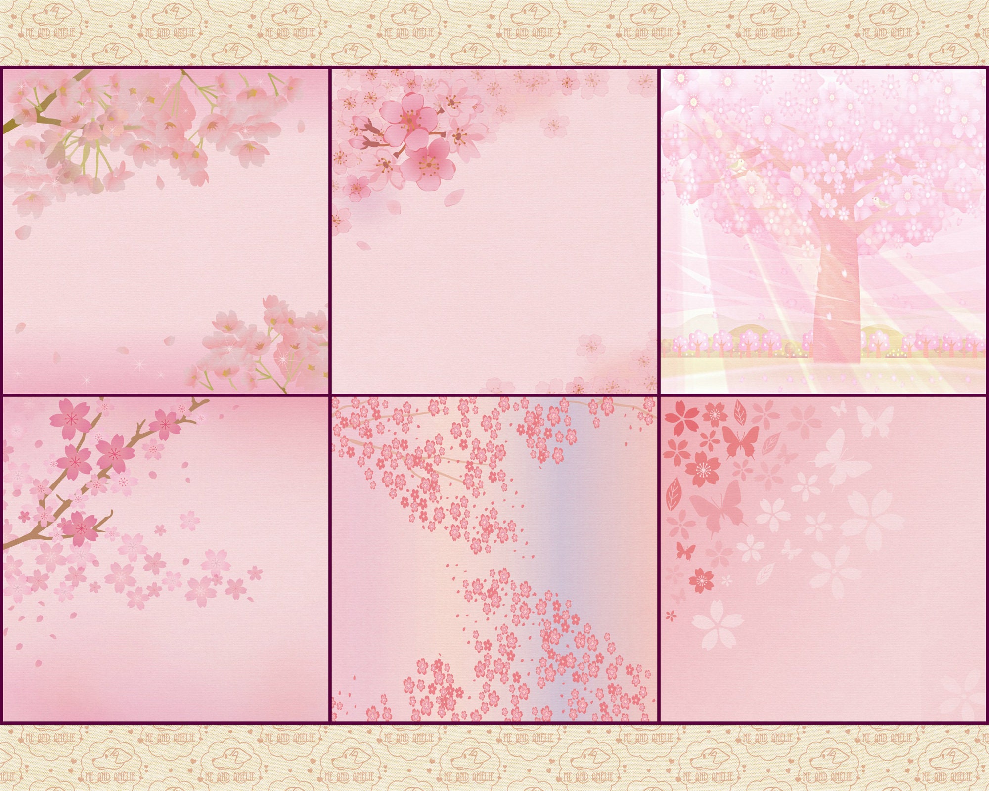 Japanese Sakura Cherry Blossom Digital Papers (digital Download) - Etsy