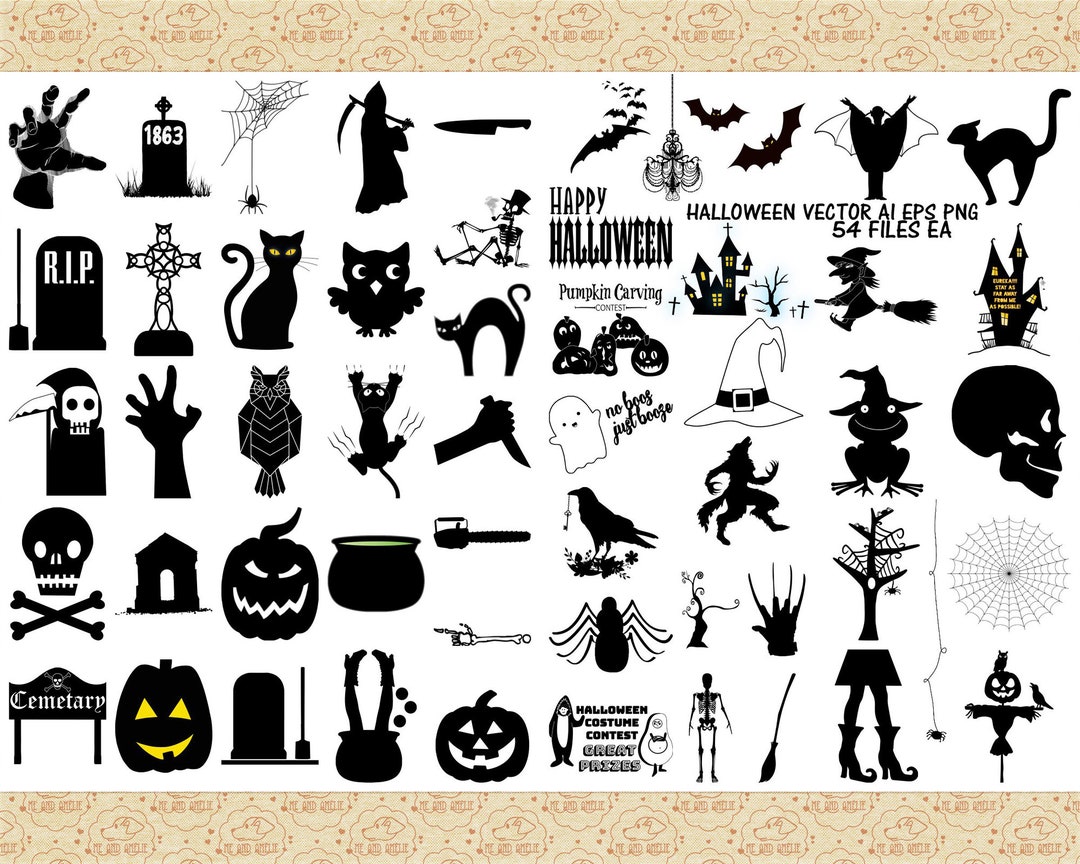 Halloween Traditional Clip Art, AI EPS PNG (no Svg), Jack O Lantern ...